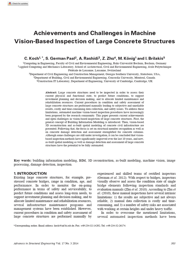 Machine Vision for Concrete Structure Inspection | PDF | Building ...