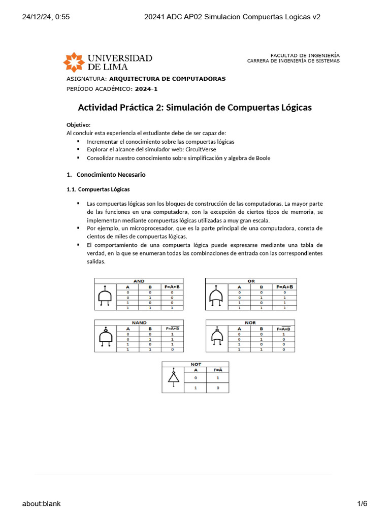 Simulación de Compuertas Lógicas | PDF | Puerta lógica | Circuito integrado