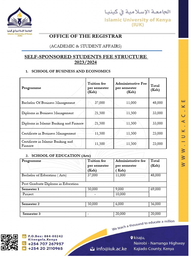 Combined Fee Structure 2023 2024 | PDF | Banks