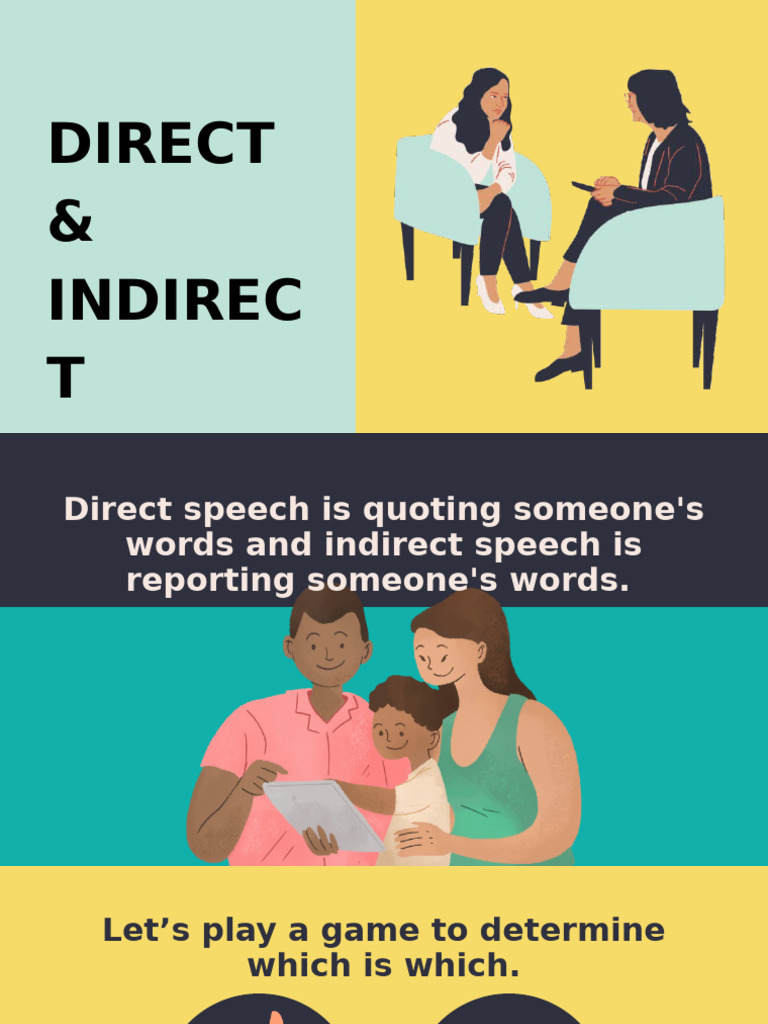 Direct and Indirect Speech English Presentation Colourful Family ...