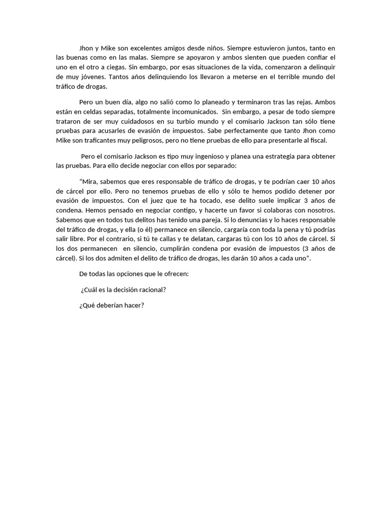 Decisiones éticas en el crimen: Jhon y Mike | PDF