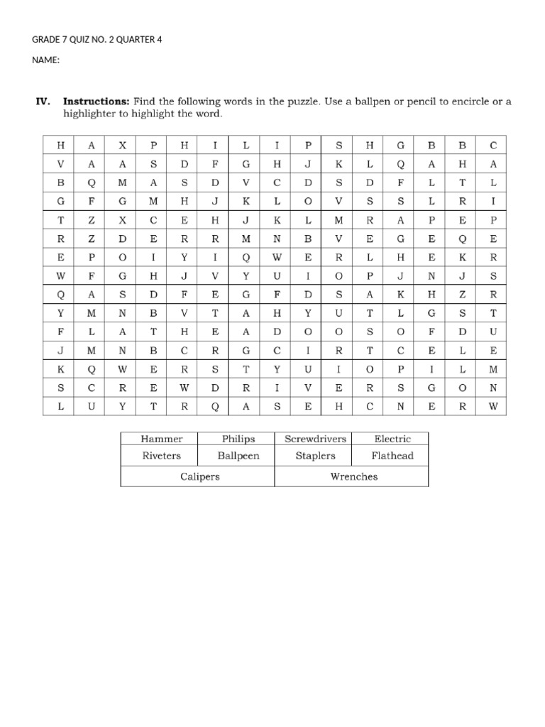 Grade 7 Quiz No Quarter 4 | PDF