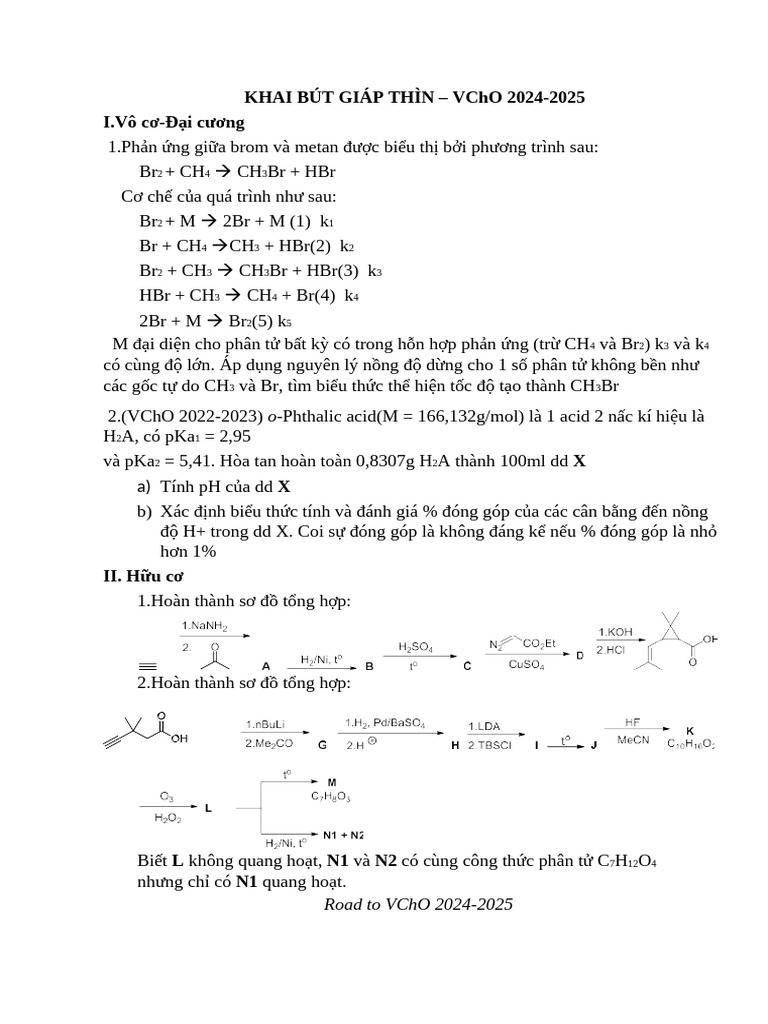 VChO 2024 2025 | PDF