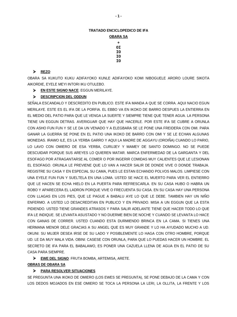 IFA Obara Sa: Ritual y Consejos Espirituales | PDF | Santeria ...
