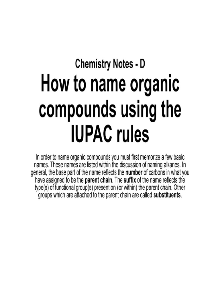 Chem Notes D - IUPAC Naming | PDF