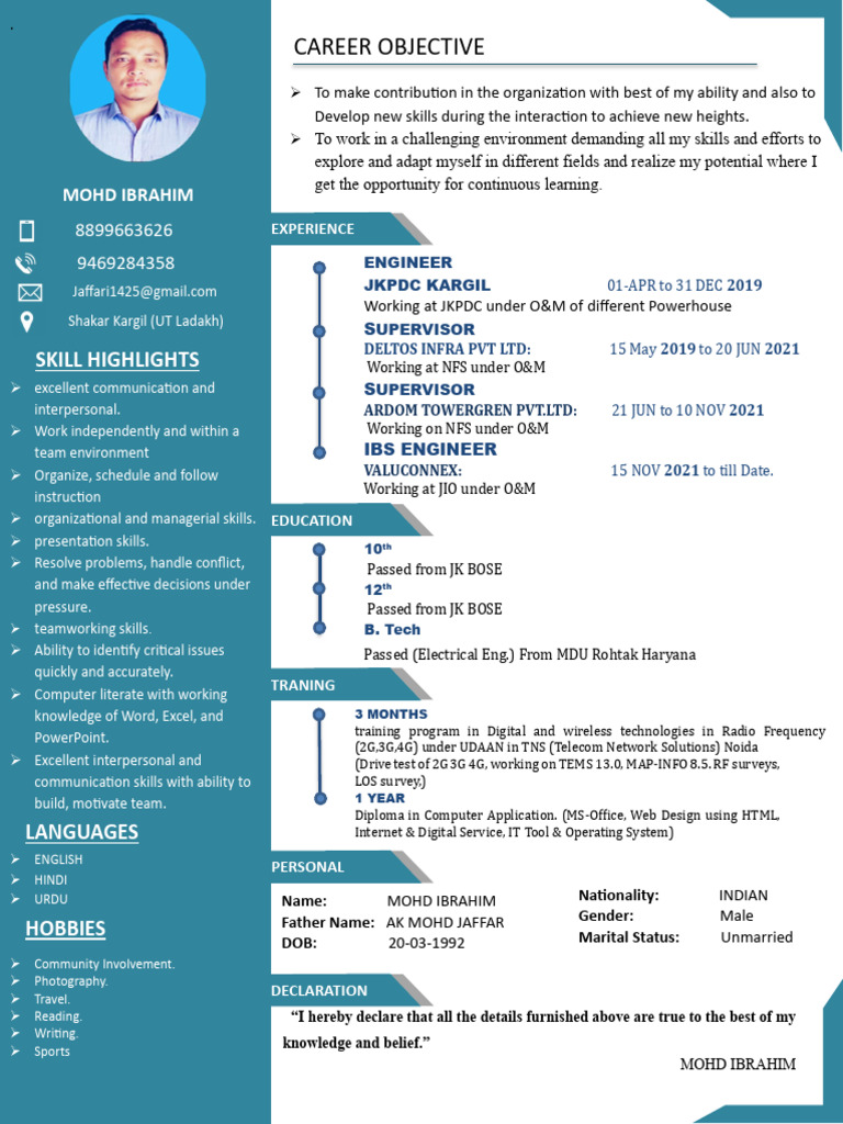 Ibrahim Resume | PDF | Telecommunications | Information And Communications Technology