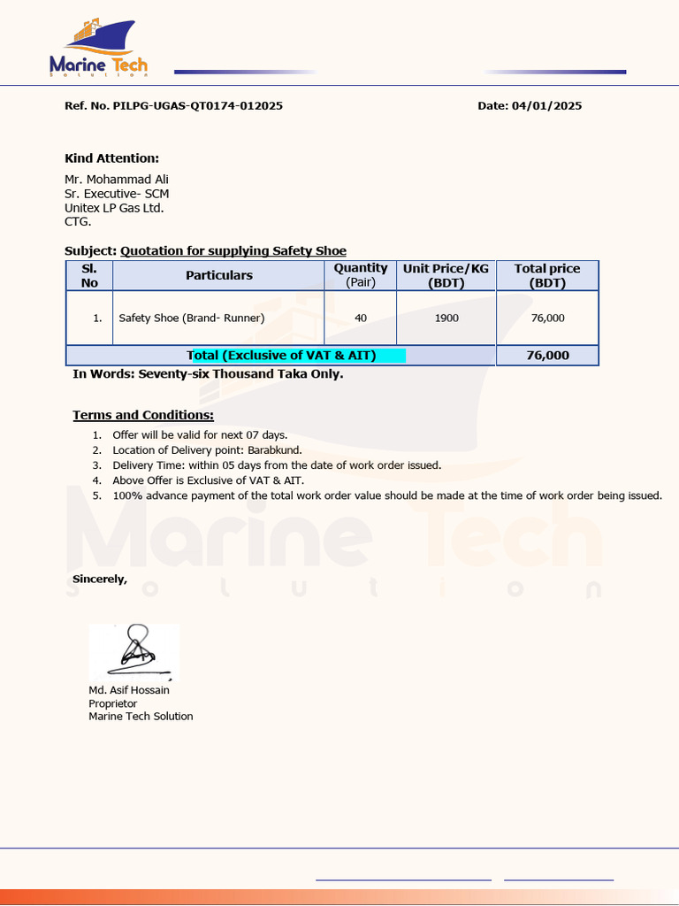 Offer for safety shoe | PDF