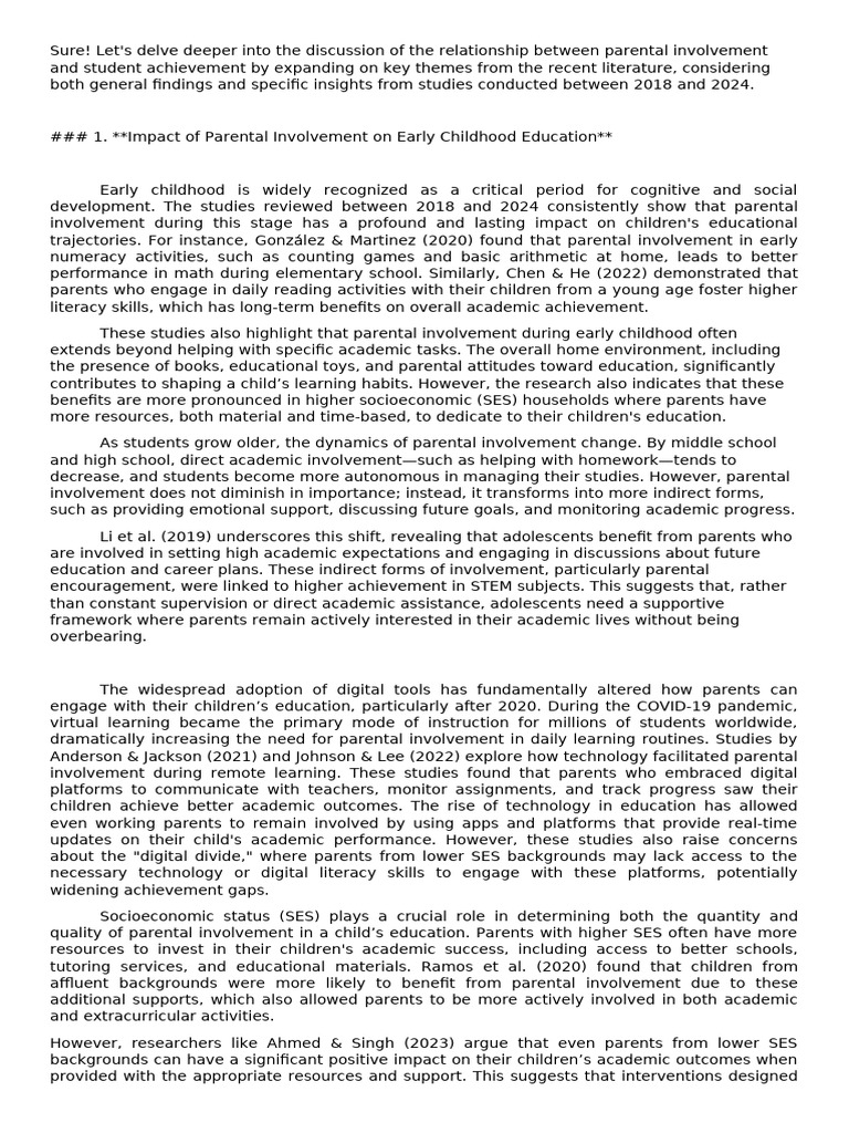 Parental Involvement and Student Success | PDF | Socioeconomic Status ...