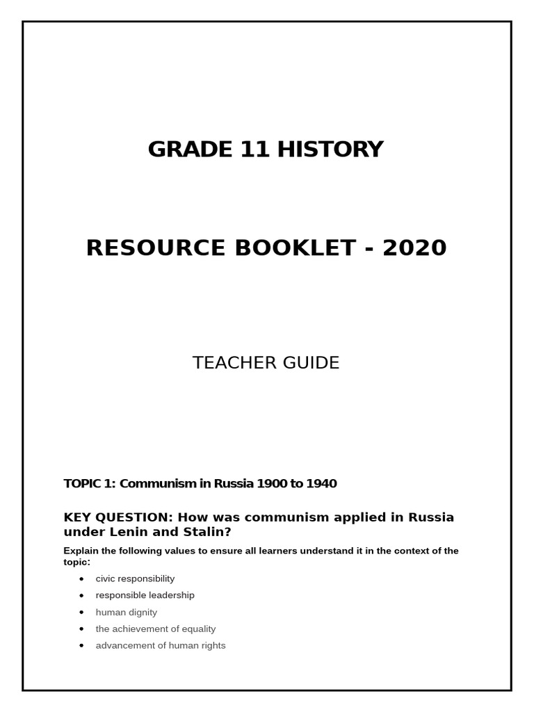 Grade11 - History - Teacher - Resource Pack - 2020 | PDF | Cost Of ...