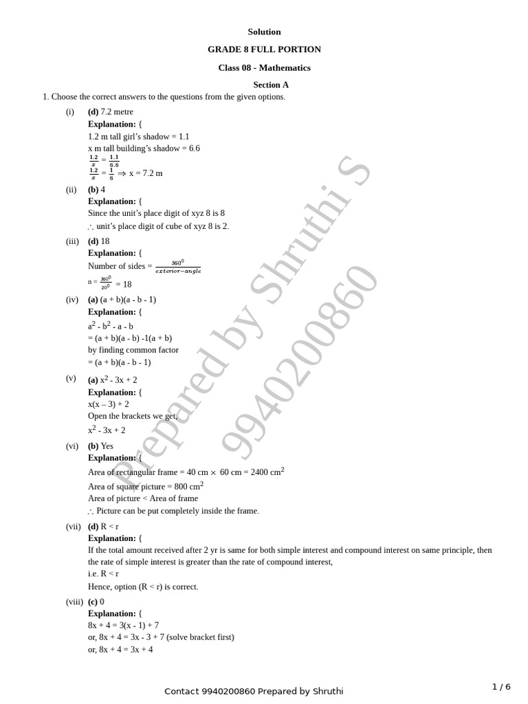 Grade 8 Full Portion Solns | PDF
