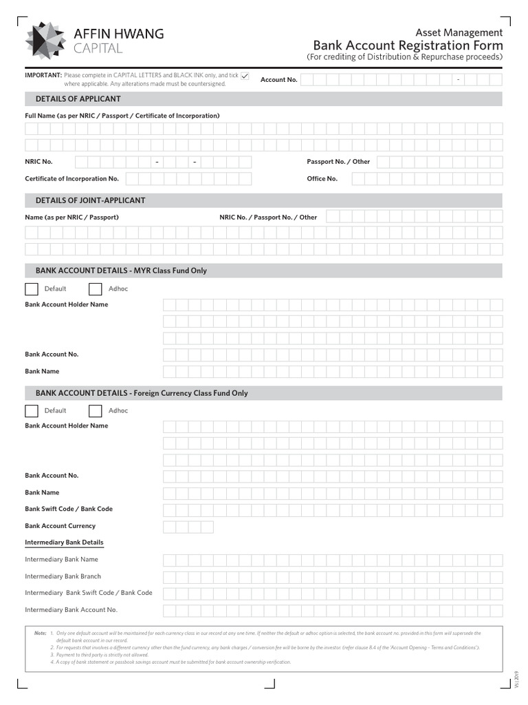AH_Bank_Account_Registration_Form | PDF | Banks | Money