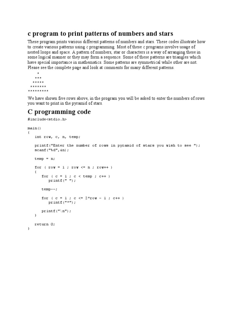 important-c-programs-patterns-of-numbers-and-stars-pdf-software