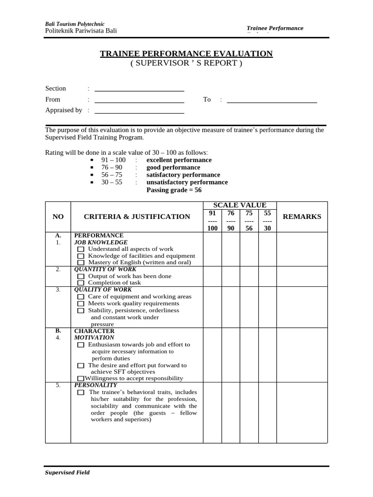 Trainee_Performance_Evaluation_Form | PDF | Performance Appraisal ...