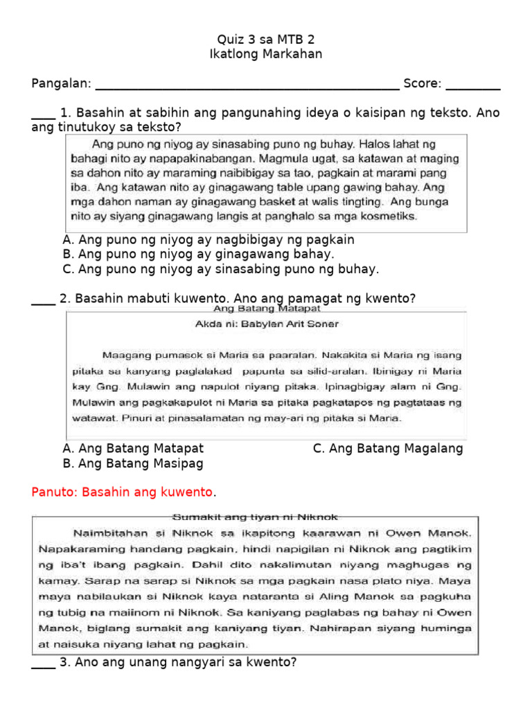 Quiz 3 in MTB - Q3 | PDF
