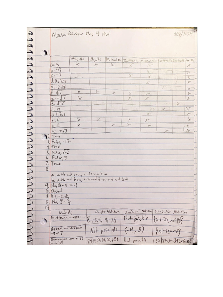 Algebra I Review Day 4 Work | PDF