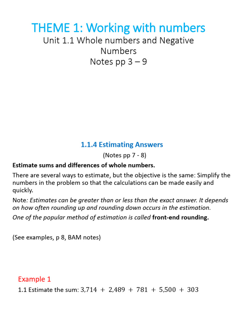 Estimating Whole Numbers and Negatives | PDF | Division (Mathematics ...