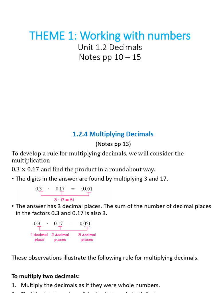 Multiplying and Dividing Decimals | PDF