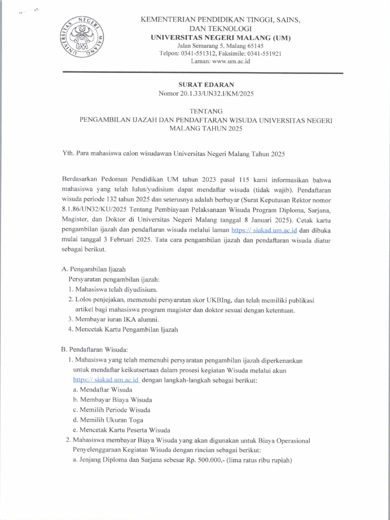 Surat Edaran Wisuda 2025 | PDF