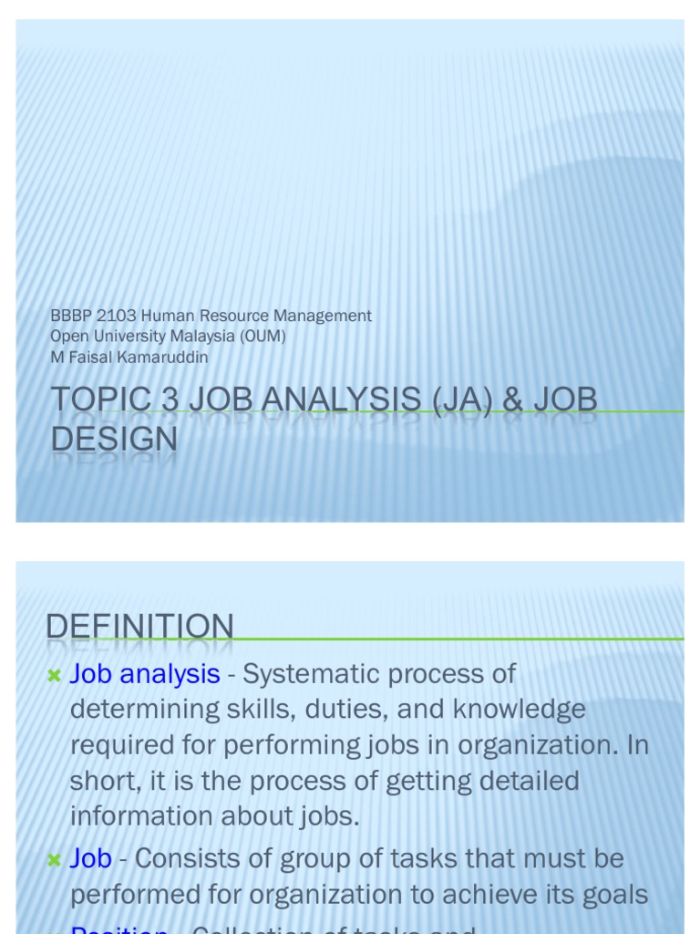 Topic 3 Job Analysis & Design | PDF | Human Resource Management ...