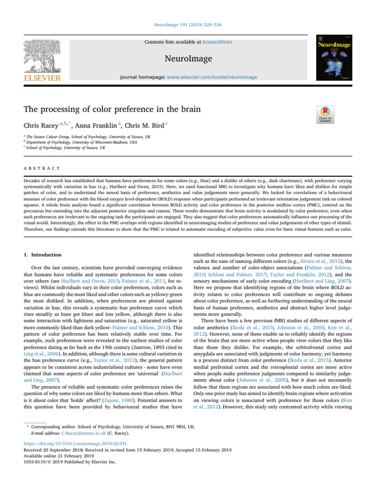 Racey - 2019 Color Preference | PDF | Color | Functional Magnetic ...