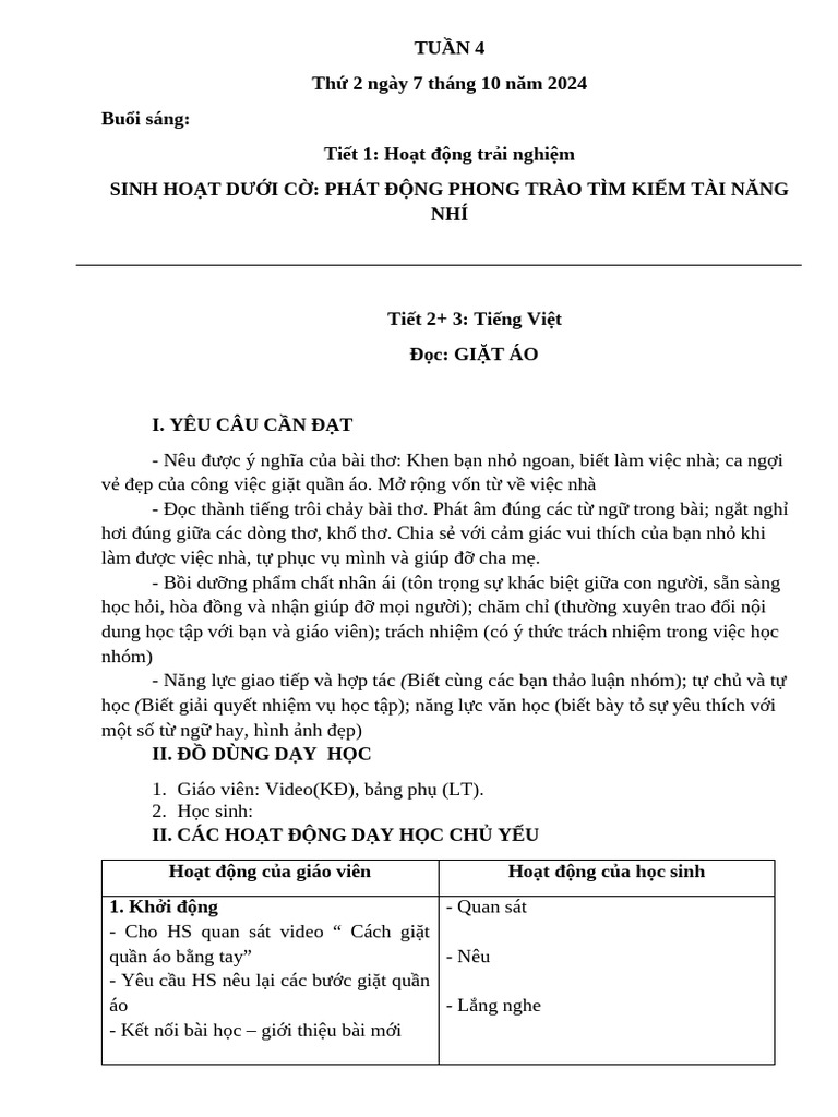 KHBD TUẦN 4 | PDF