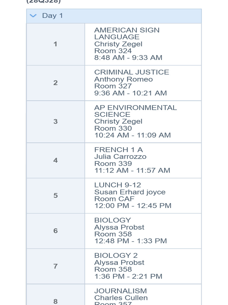 NYC Student Schedule Day 1 | PDF