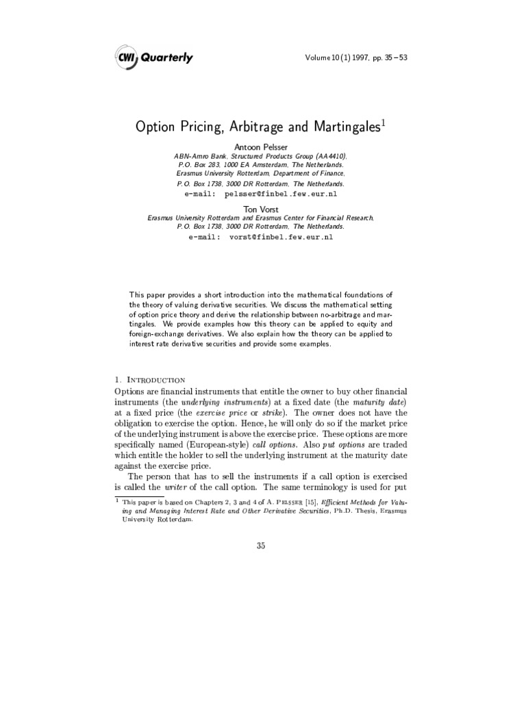 Option Pricing Martingales | PDF
