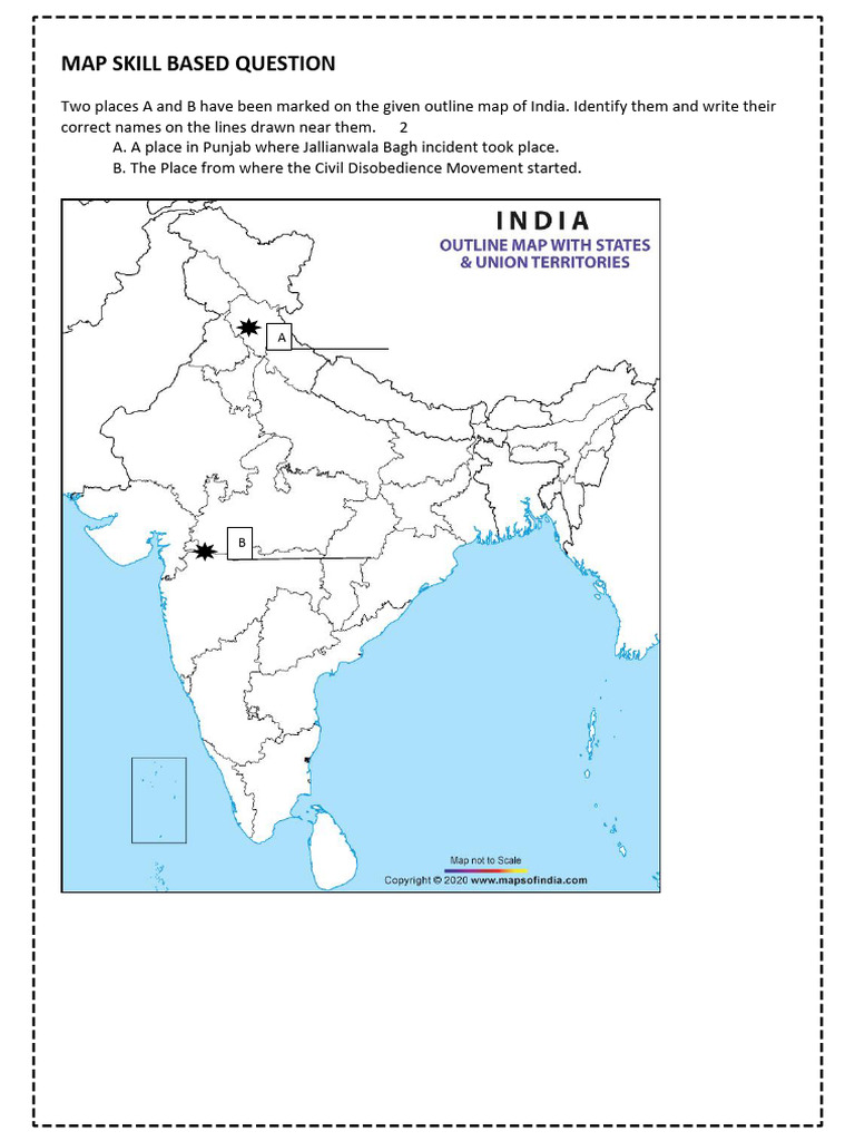 Map Practice Questions | PDF | Indian Nationalism | Politics Of India