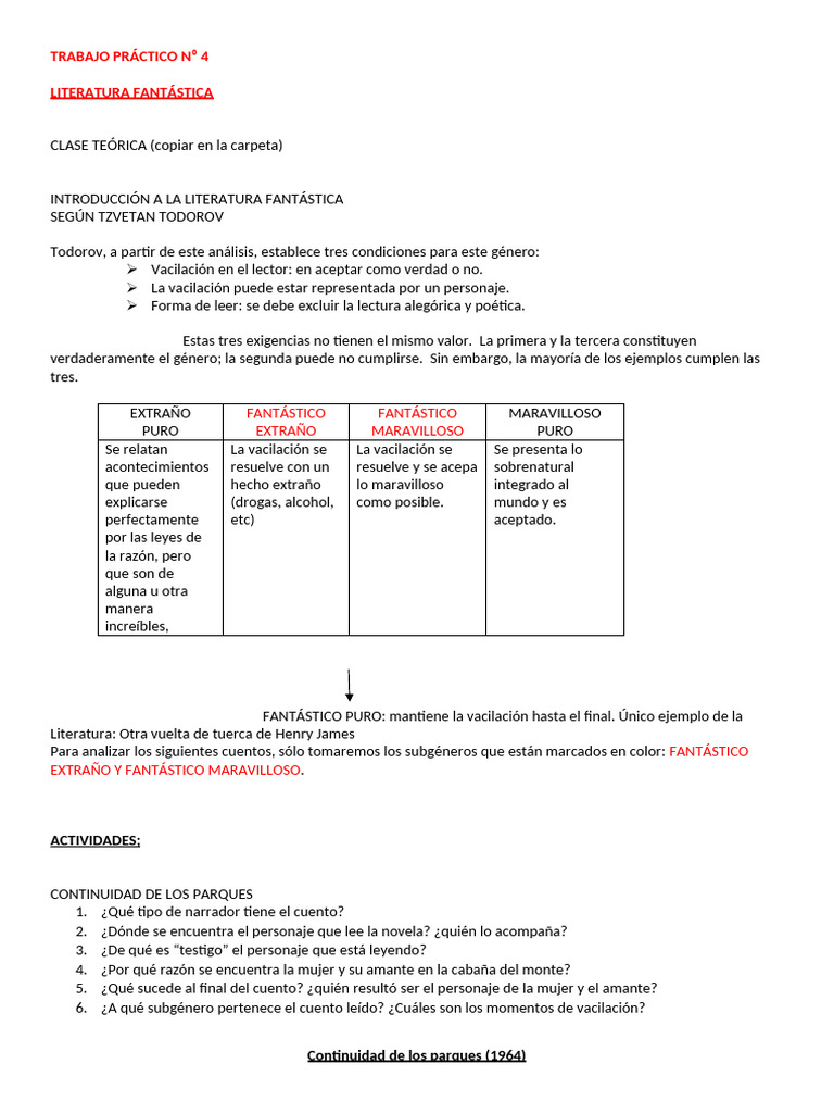 TP n4 Lit. Fantastica | PDF | Fantasía