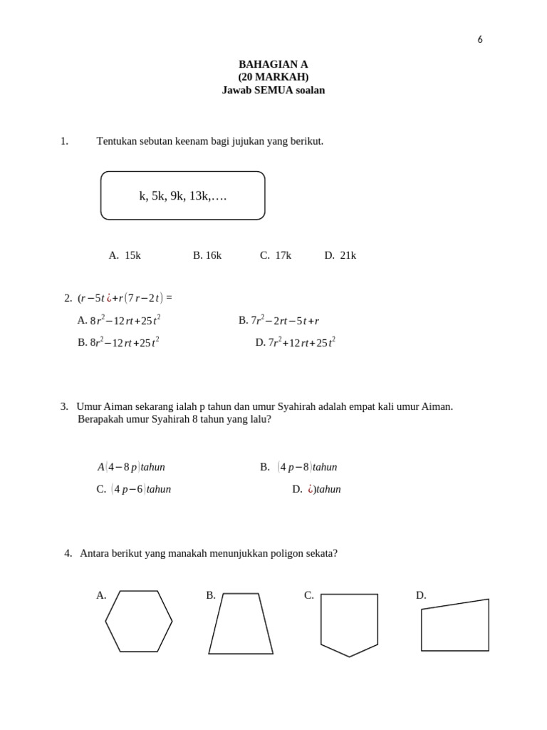 Soalan Uasa Maths F2 | PDF