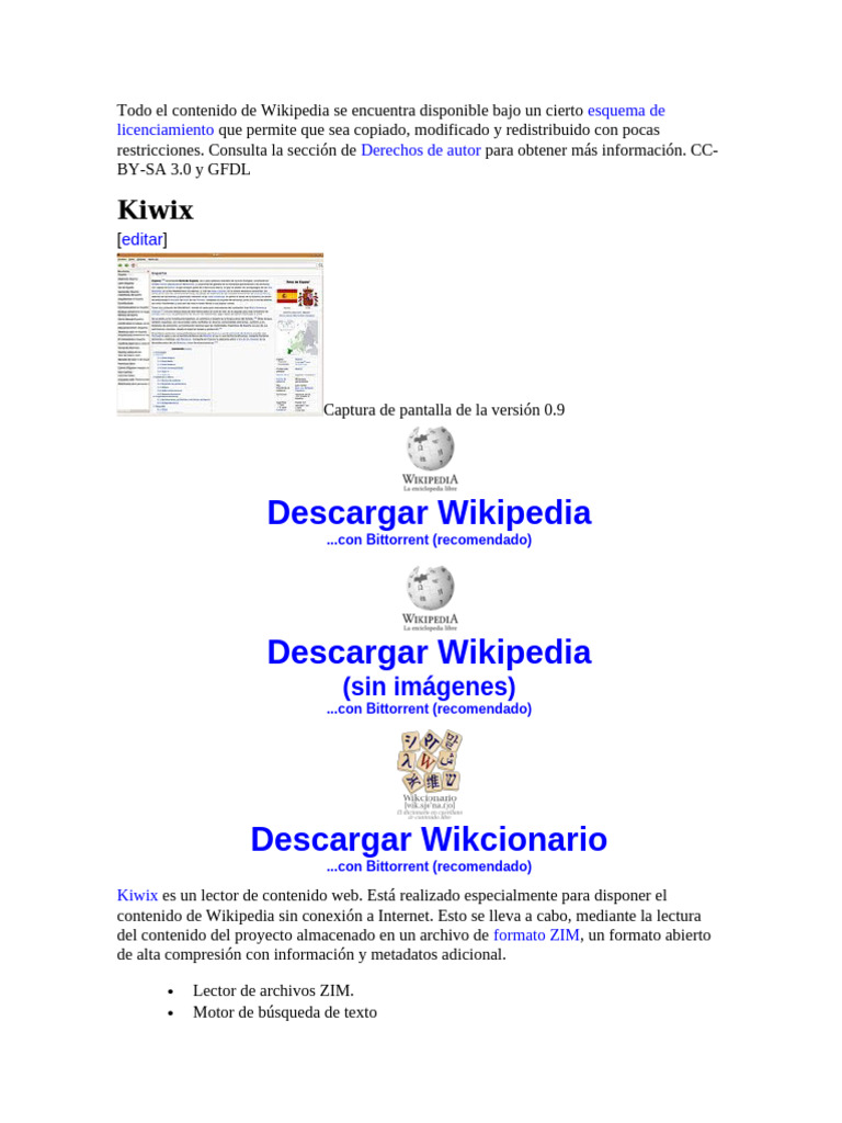 Todo El Contenido de Wikipedia Se Encuentra Disponible Bajo Un Cierto ...