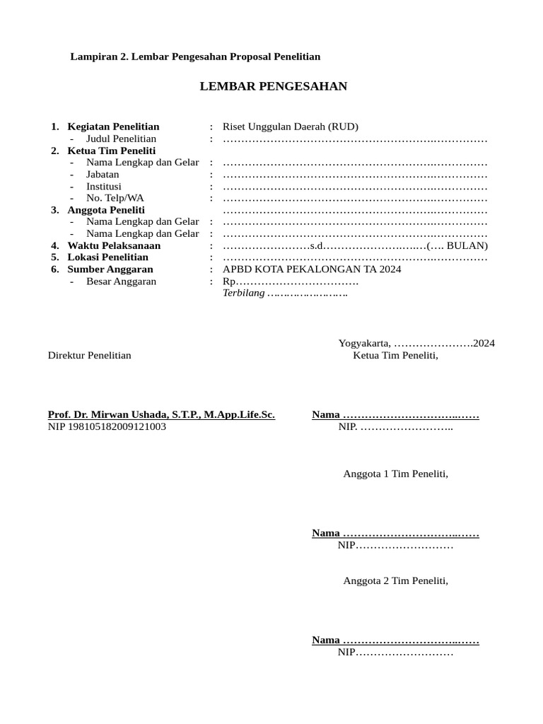 5. Lembar Pengesahan Proposal Penelitian | PDF