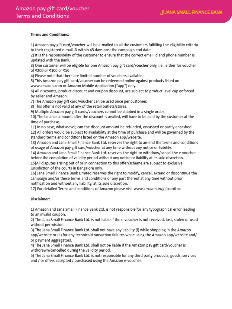 Amazon Pay Gift Card Voucher Terms and Conditions | PDF | Voucher ...