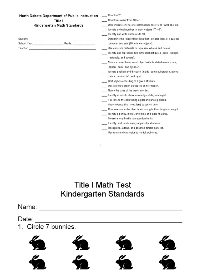 Kindergarten Math Assessment Guide | PDF