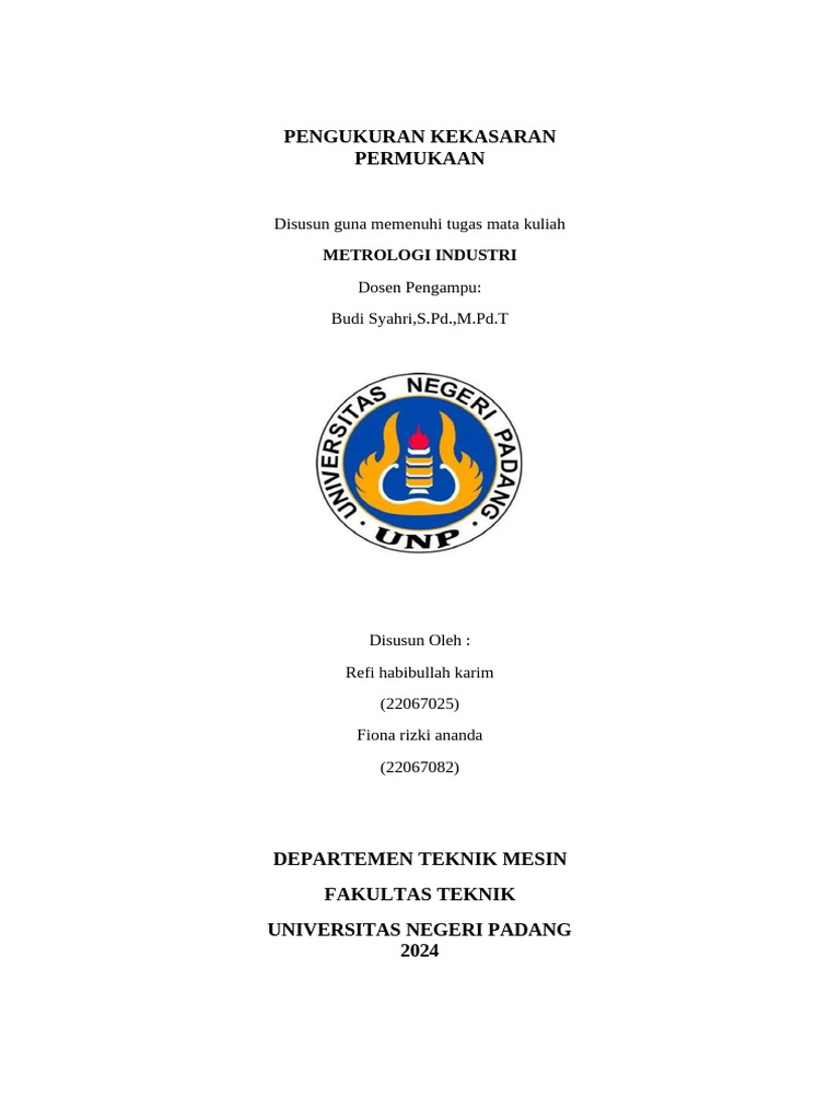 Makalah PENGUKURAN KEKASARAN PERMUKAAN | PDF