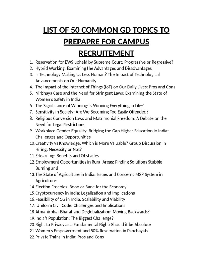 GD TOPICS NEW 2024 | PDF | Artificial Intelligence | Intelligence (AI ...