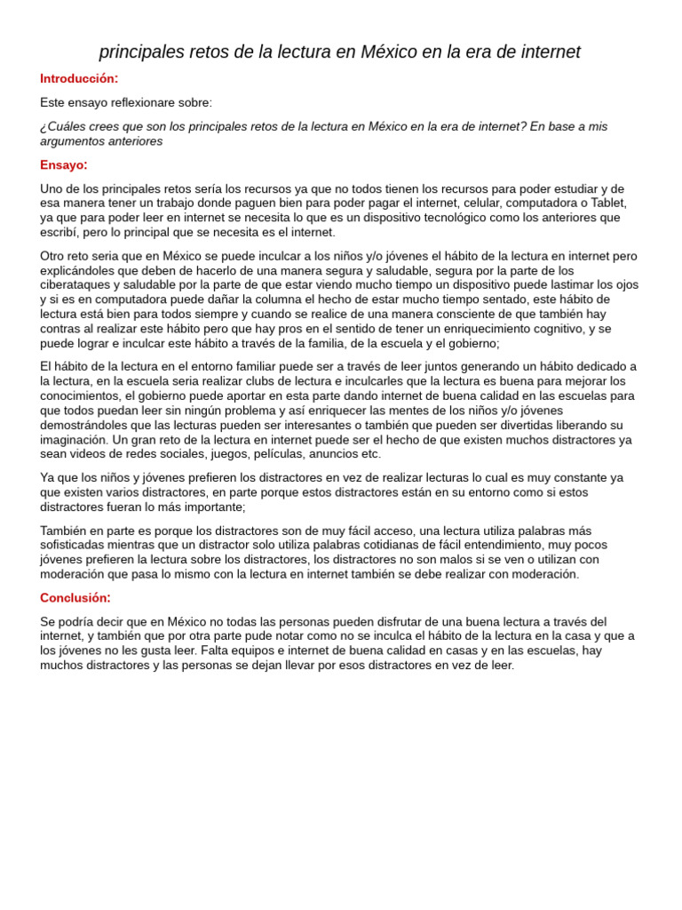 Retos de la lectura en México e Internet | PDF | Internet
