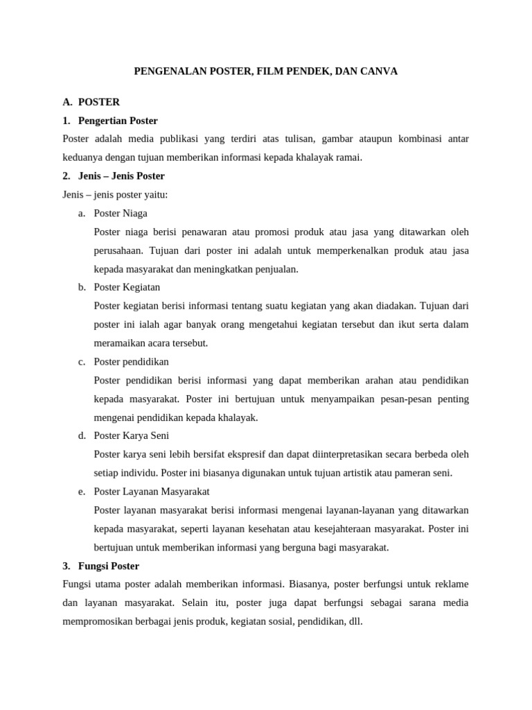 Panduan Membuat Poster dan Film Pendek | PDF