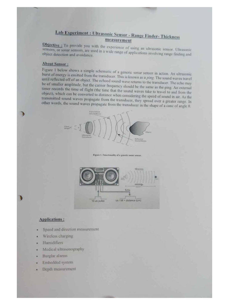 Ultrasonic Sensor-Range Finder-Thikness Measuremen | PDF