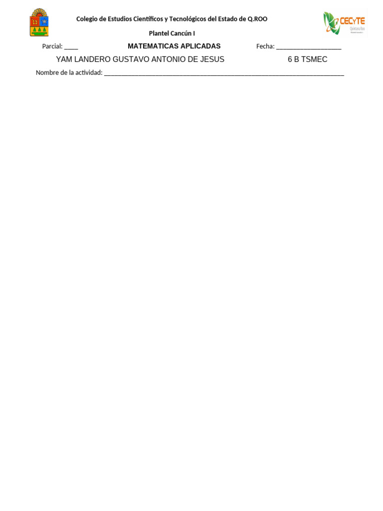 HOJA de TRABAJO Matematicas Aplicadas | PDF