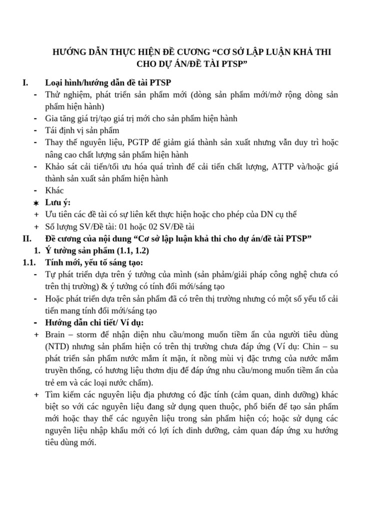 Dàn Ý D Án PTSP | PDF