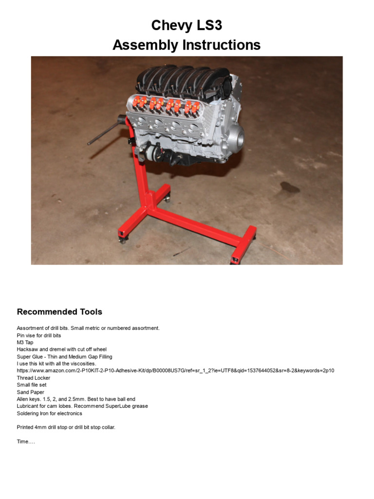 Chevy LS3 Assembly Instructions 06252019 | PDF | Screw | Drill