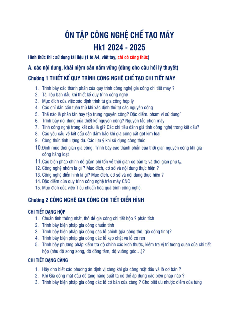 Đề Cương Ôn Tập Cnctm - hk1 24-25 | PDF