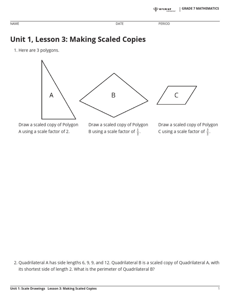 Grade 7: Scaled Copies Lesson | PDF