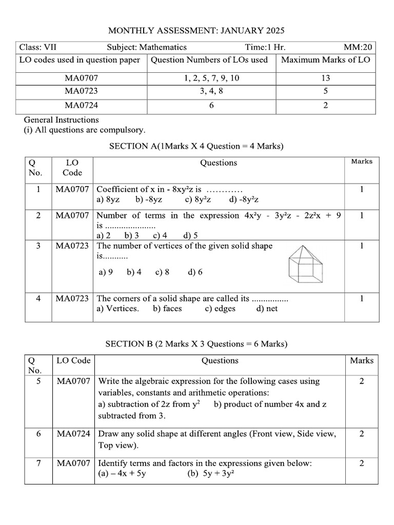 6.ma Jan 7 Mat P | PDF