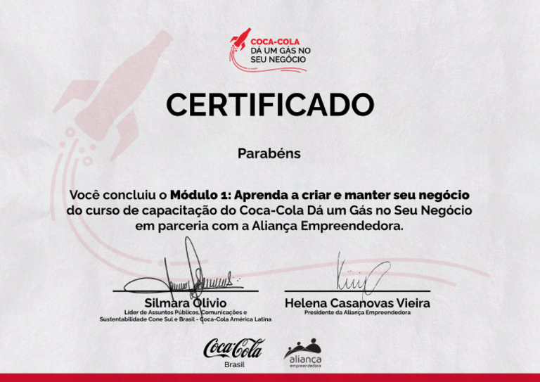 Certificado Coca Cola | PDF