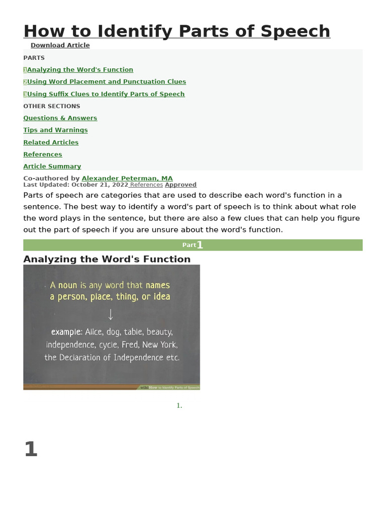 How To Identify Parts of Speech | PDF | Verb | Adjective