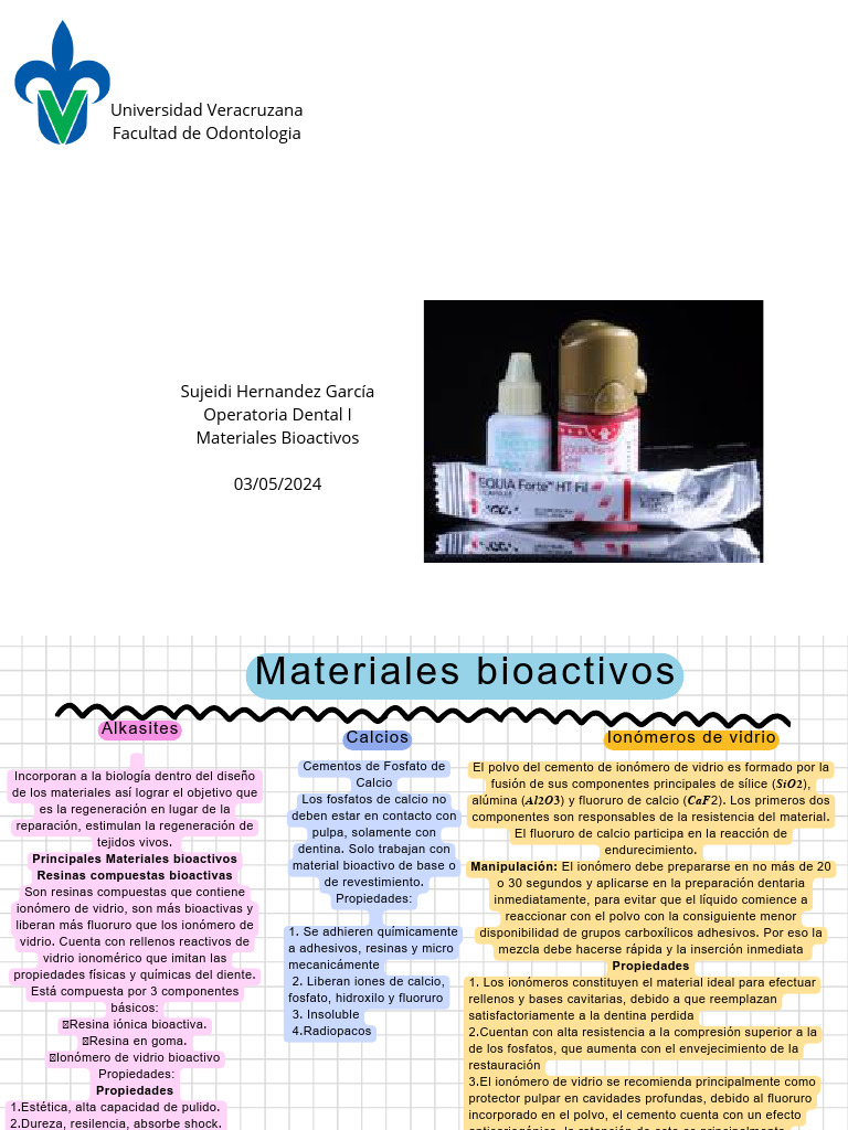 Operatoria Dental I. Materiales Bioactivos | PDF | Cemento | Calcio