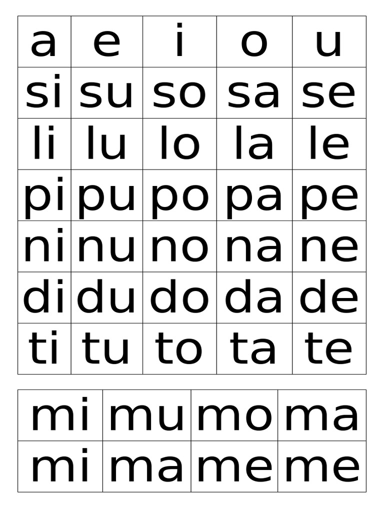 Silabas Para Formar Palabras | PDF