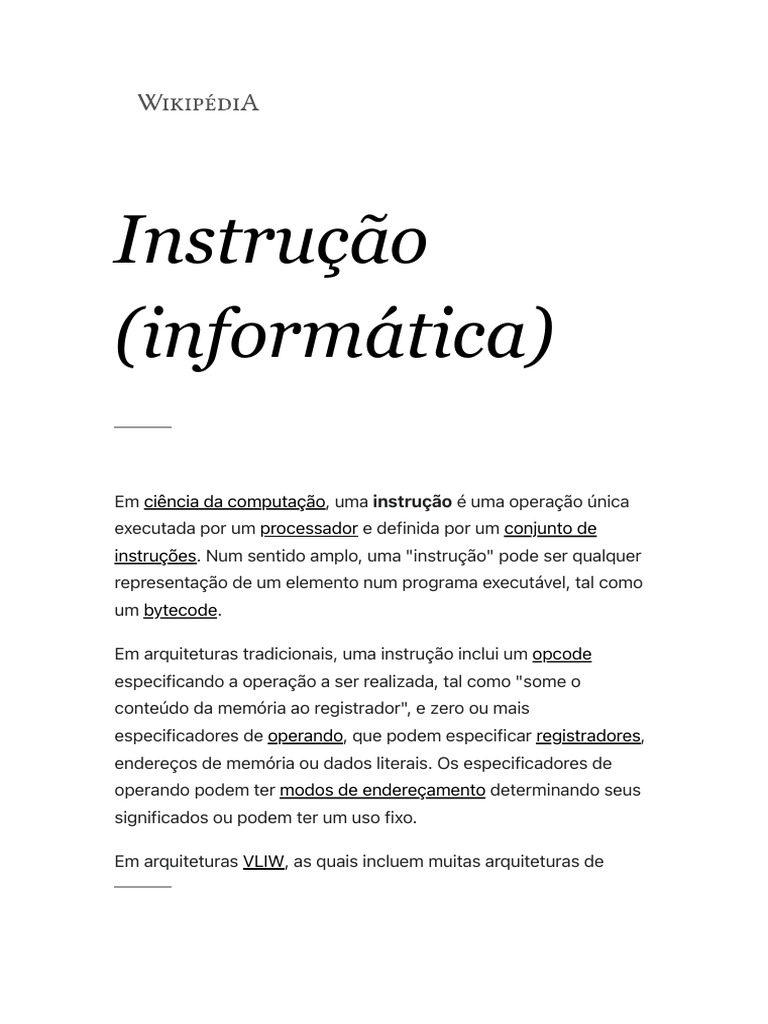 Instrução (informática) – Wikipédia, a enciclopédia livre | PDF ...